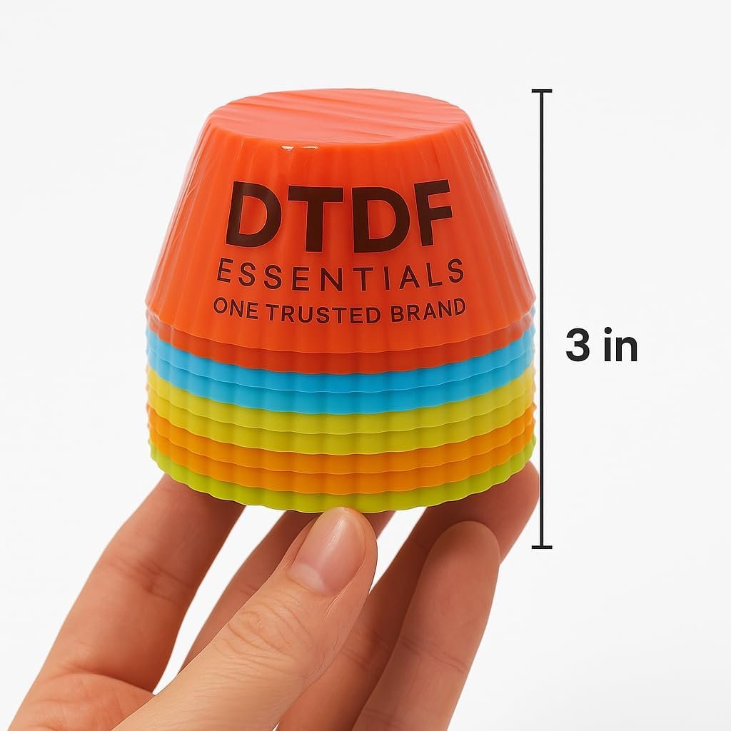 DTDF 12 Cupcake Cases, Reusable Silicone Muffin Cupcake Molds - DTDF Home