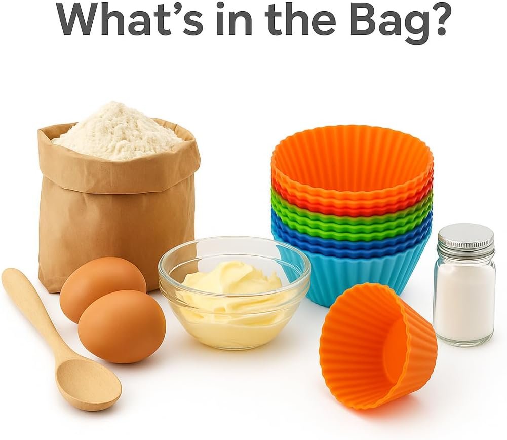 DTDF 12 Cupcake Cases, Reusable Silicone Muffin Cupcake Molds - DTDF Home