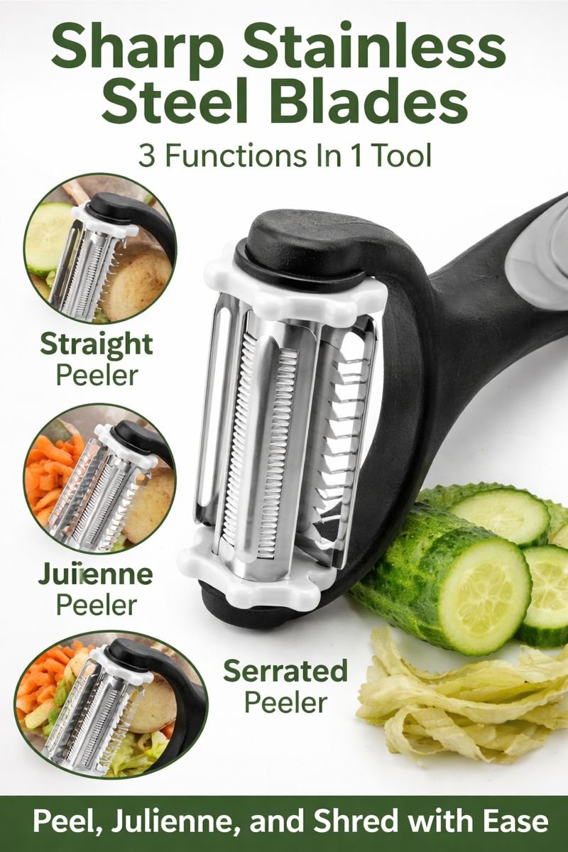 DTDF 3-in-1 Vegetable Peeler Set –Multi-Purpose Kitchen Gadget- Potato ...